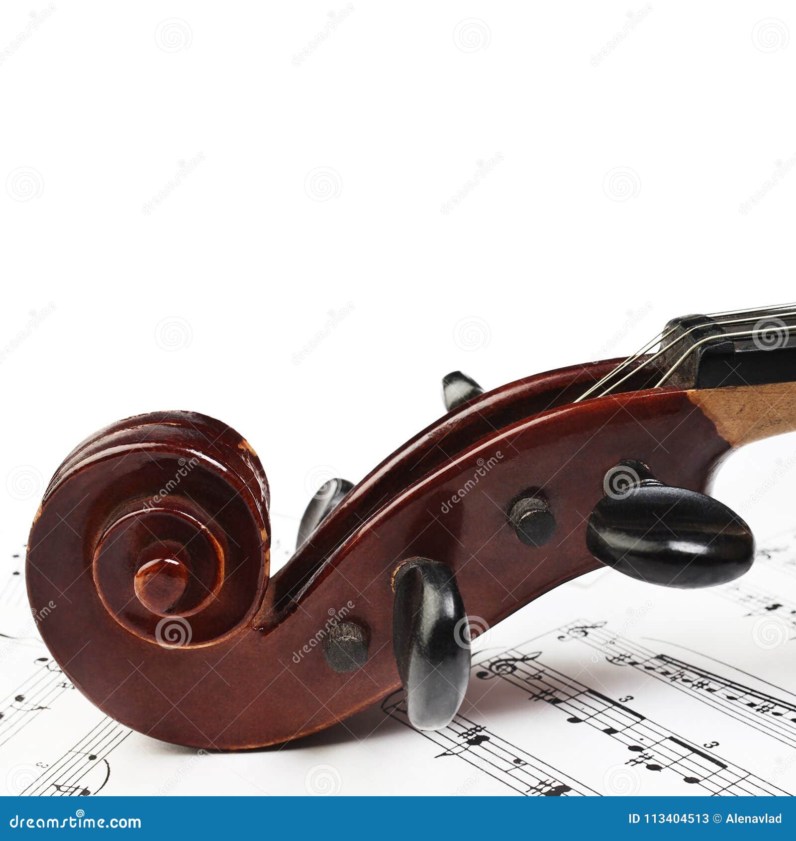 Violin with Music Sheet Notes. Violin Scroll Stock Image - Image of ...