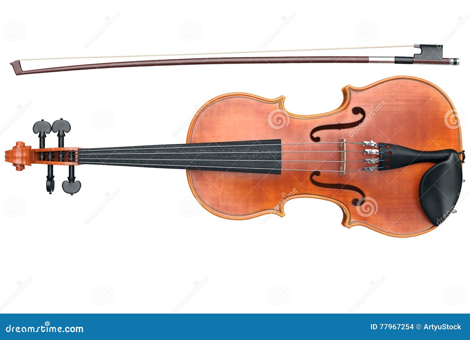 Violin Musical Instrument, Front View Stock Illustration - Illustration ...