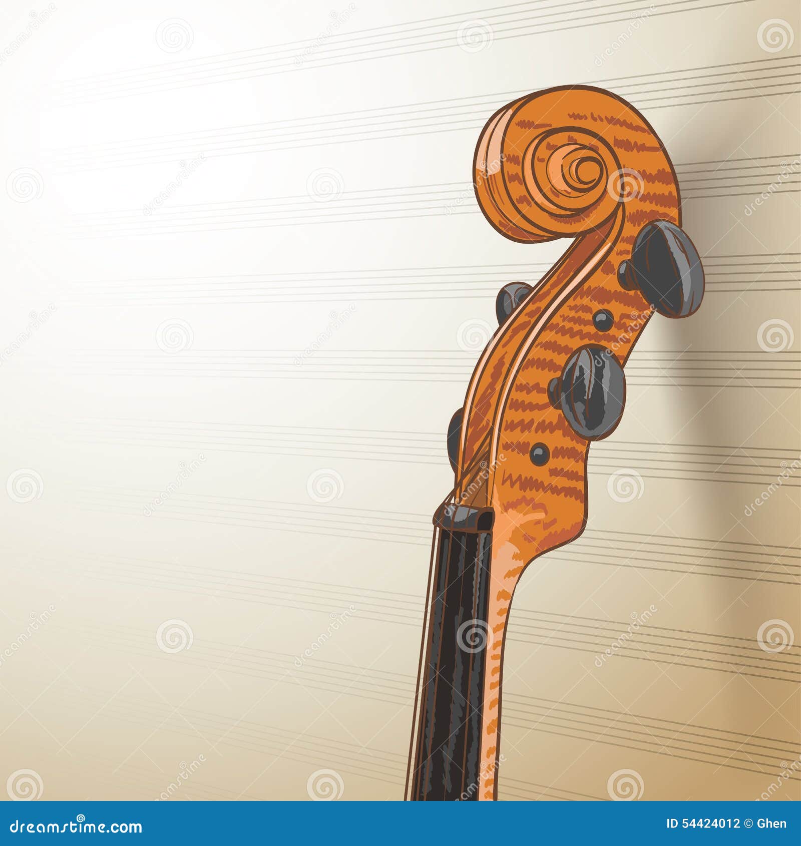 Violin Neck on Musical Background Stock Vector - Illustration of design ...
