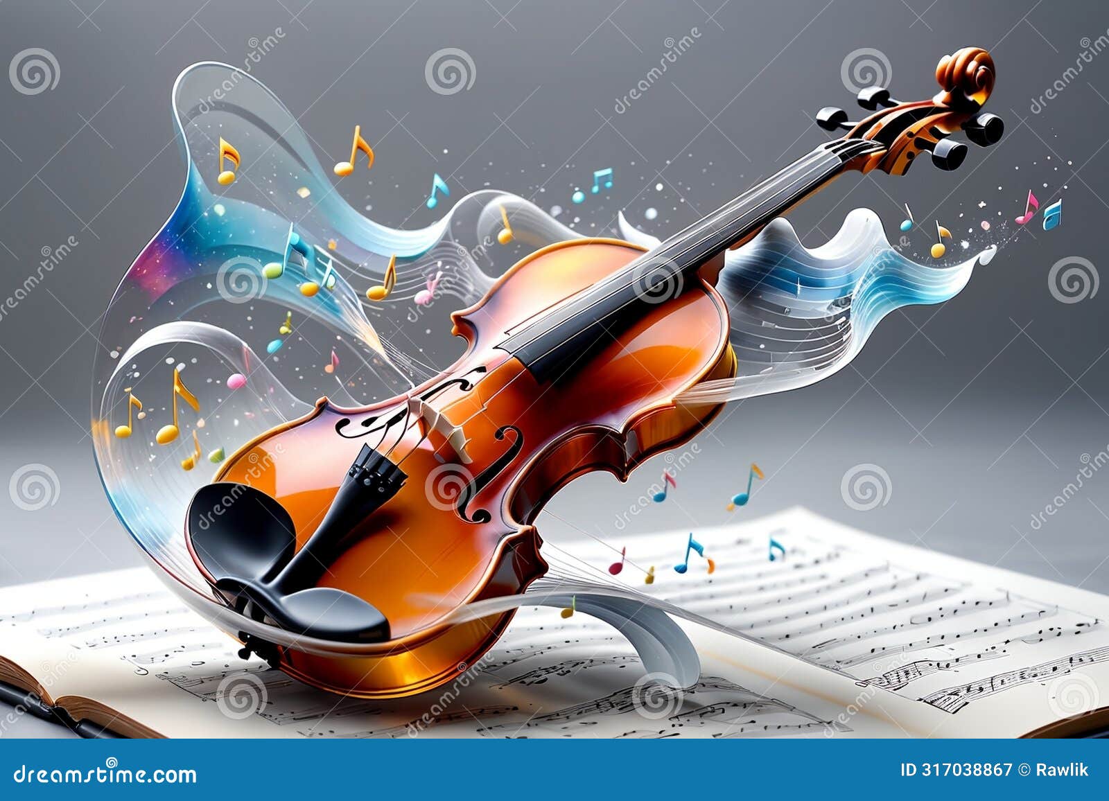 Violin with Notes on an Abstract Background Stock Image - Image of ...