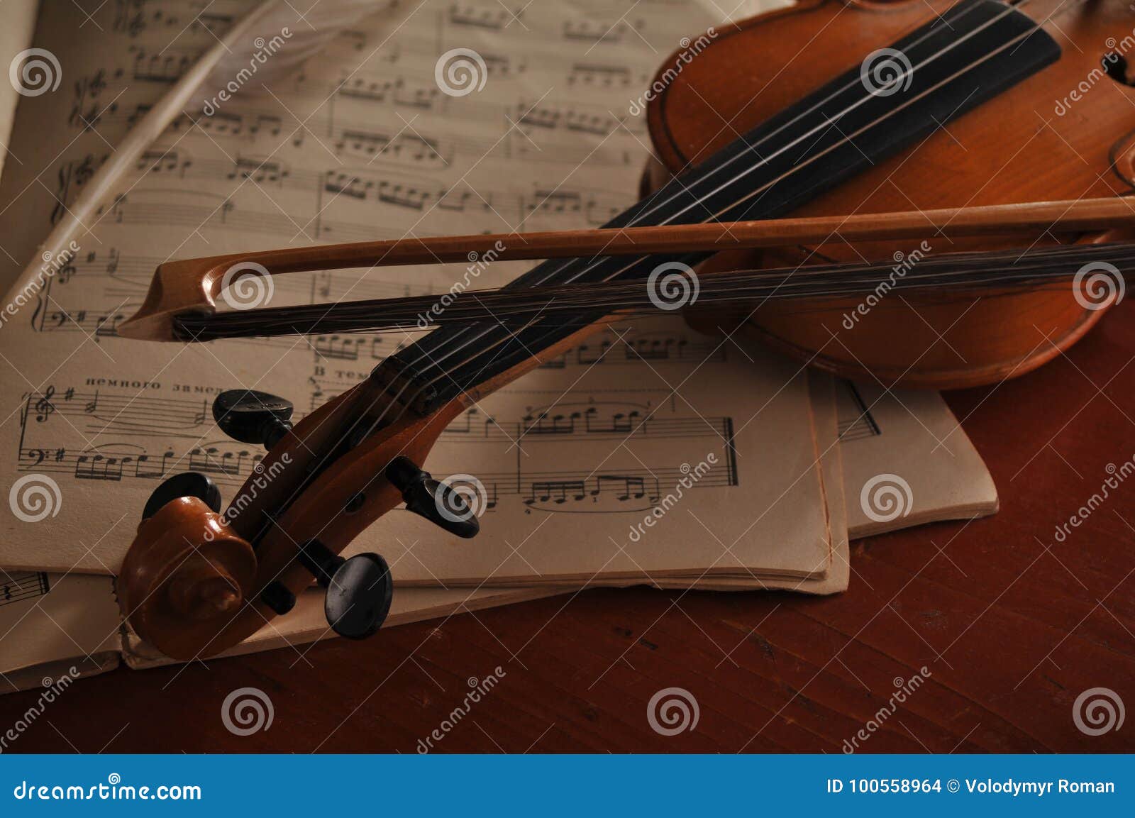 Violin and Notes on the Table Stock Photo - Image of orchestra, harmony ...