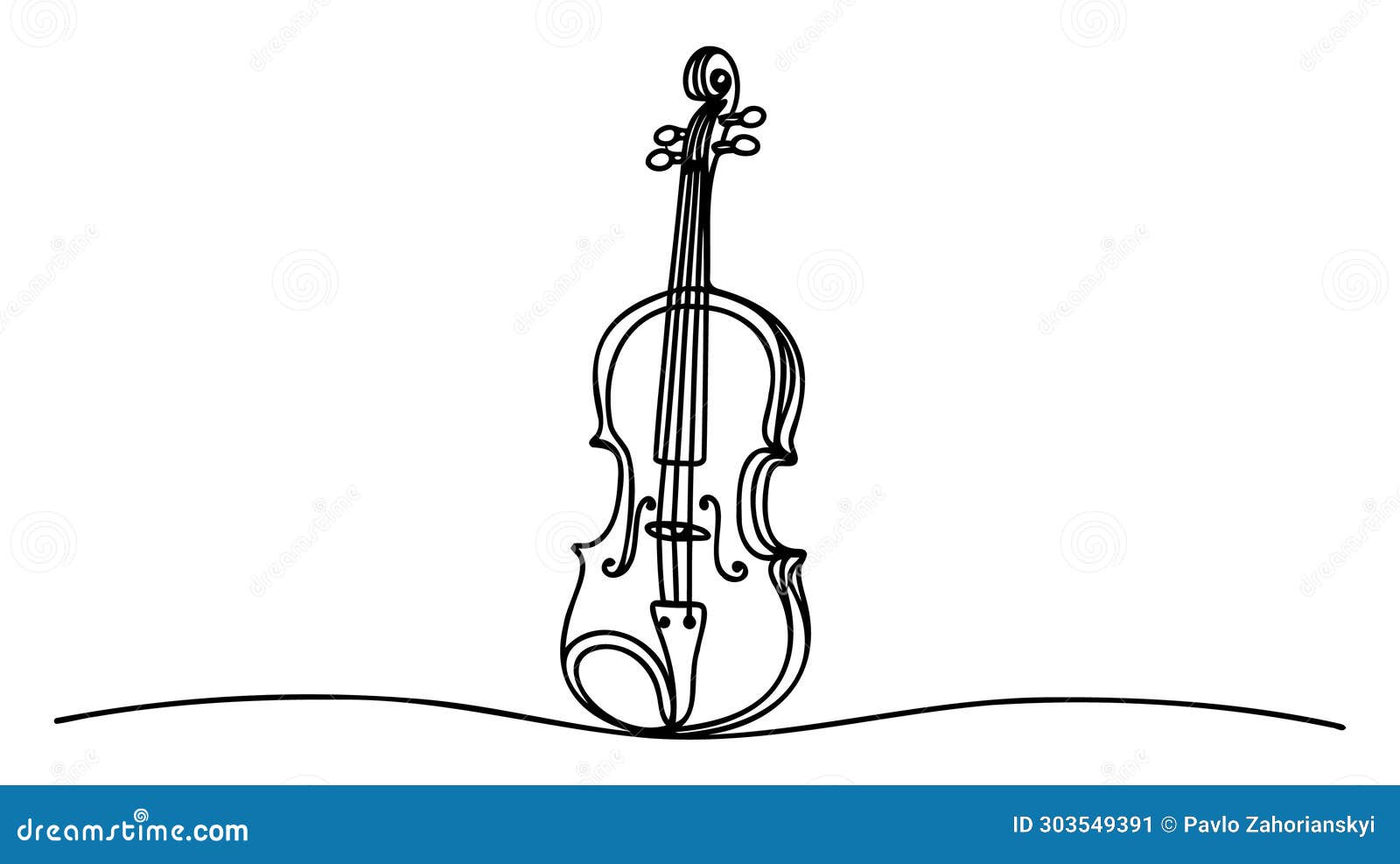 Violin One Line Art. Continuous Line Drawing of Musical Instrument ...