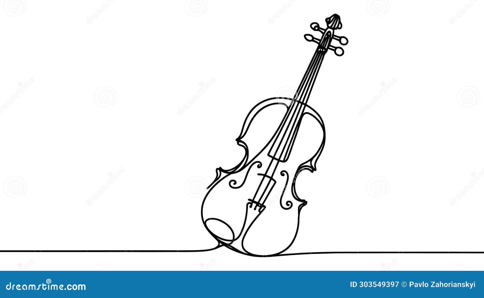 Violin One Line Art. Continuous Line Drawing of Musical Instrument ...