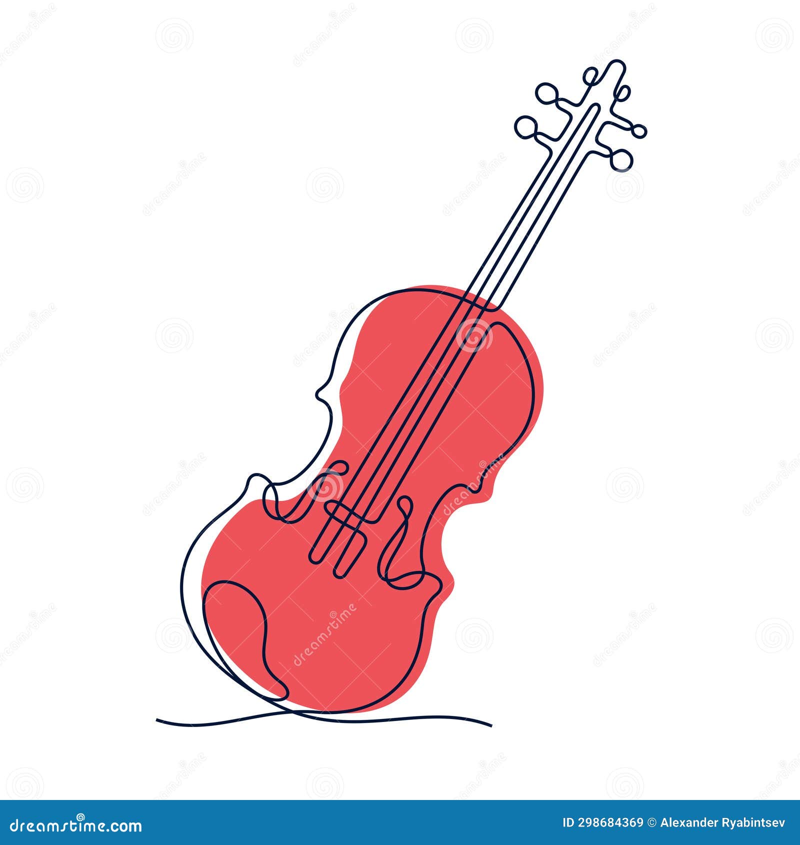 Violin One Line Colourful Vector Illustration Stock Vector ...