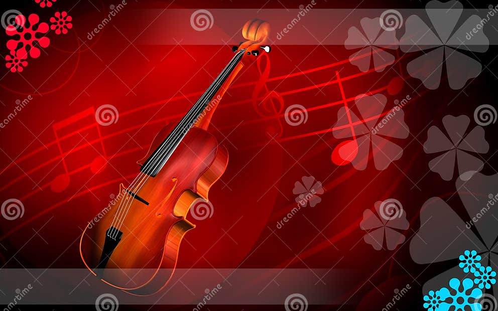 Violin in red background stock illustration. Illustration of backdrops ...