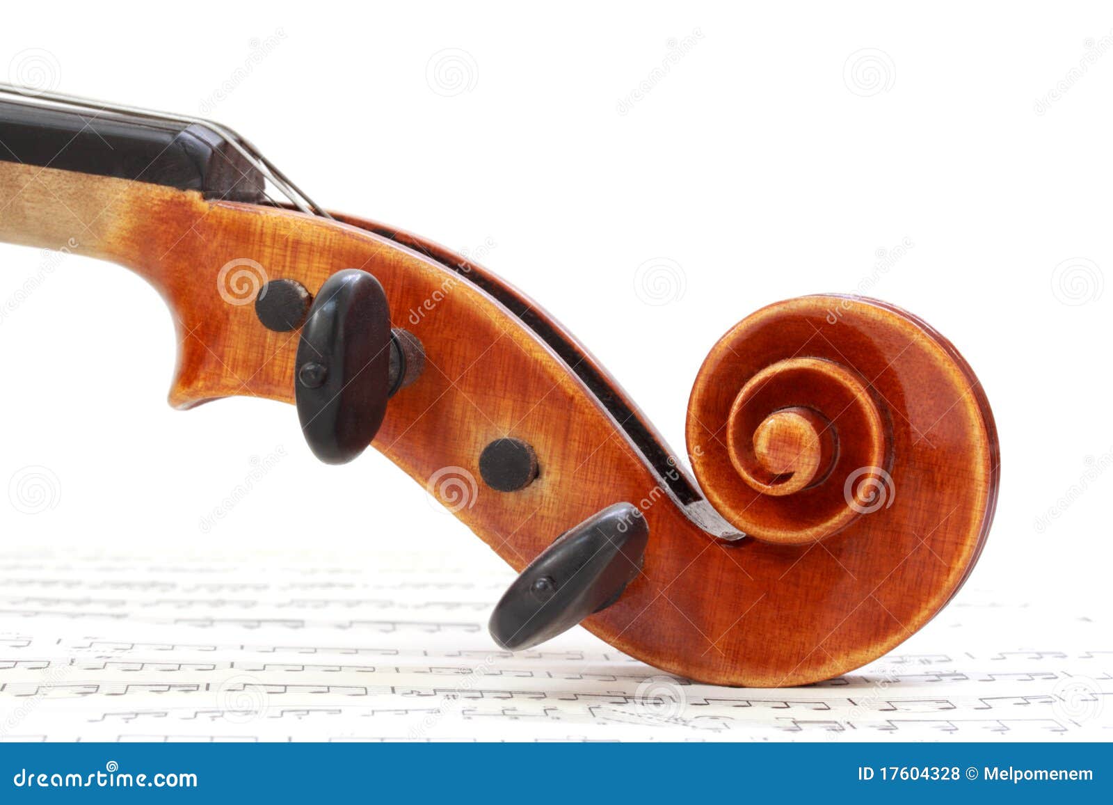 Violin Scroll on Sheet Music Stock Photo - Image of cutout, white: 17604328