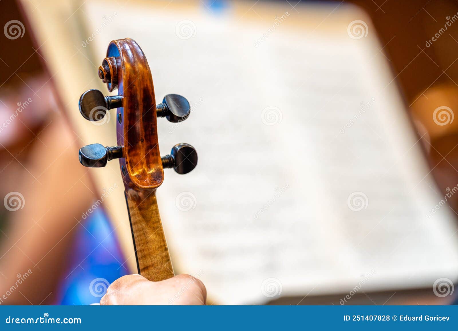Violin and Sheet Music at a Concert in the Philharmonic Stock Photo ...