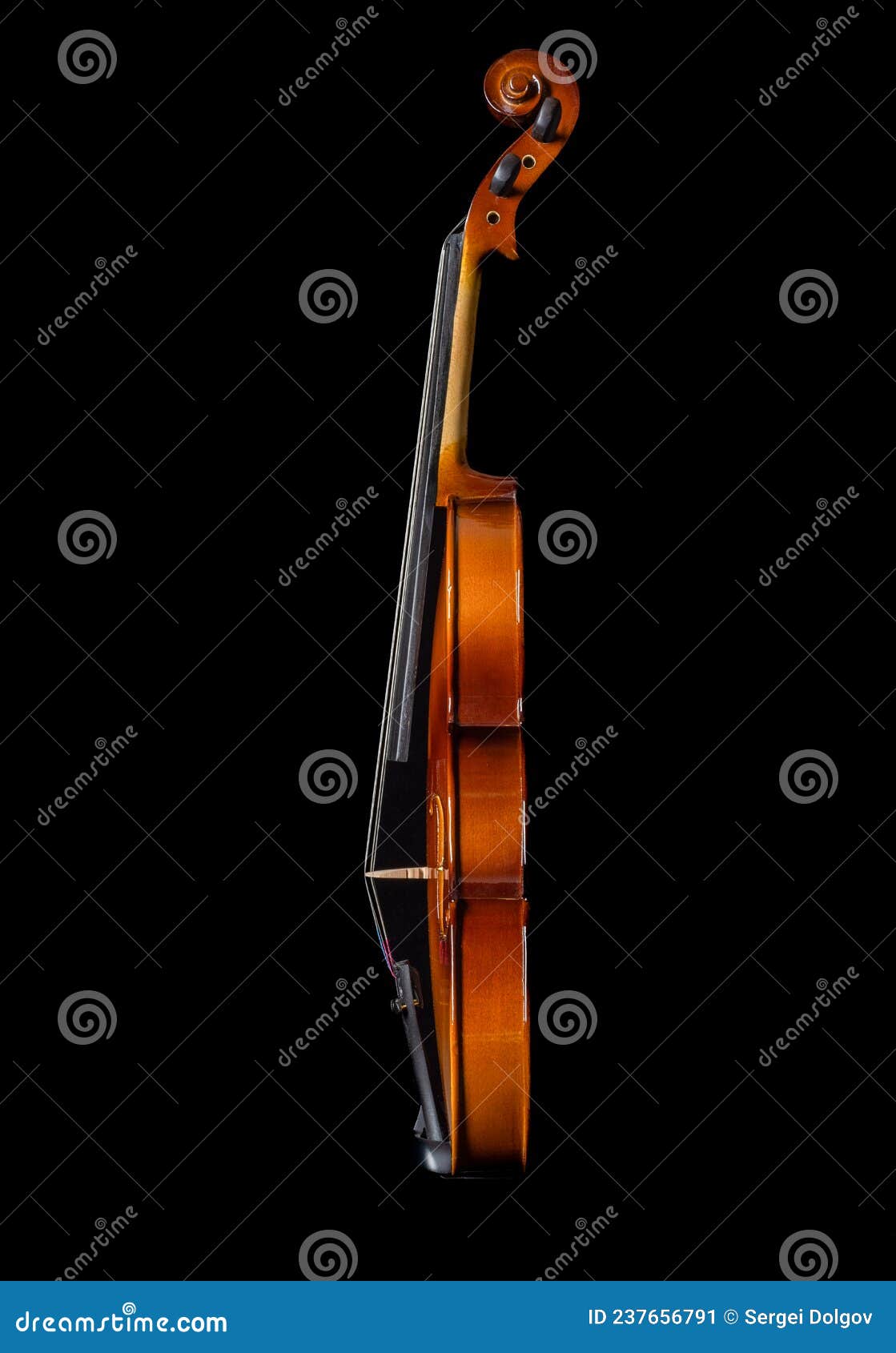 Violin Side View Isolated on Black Background. Stock Image - Image of ...