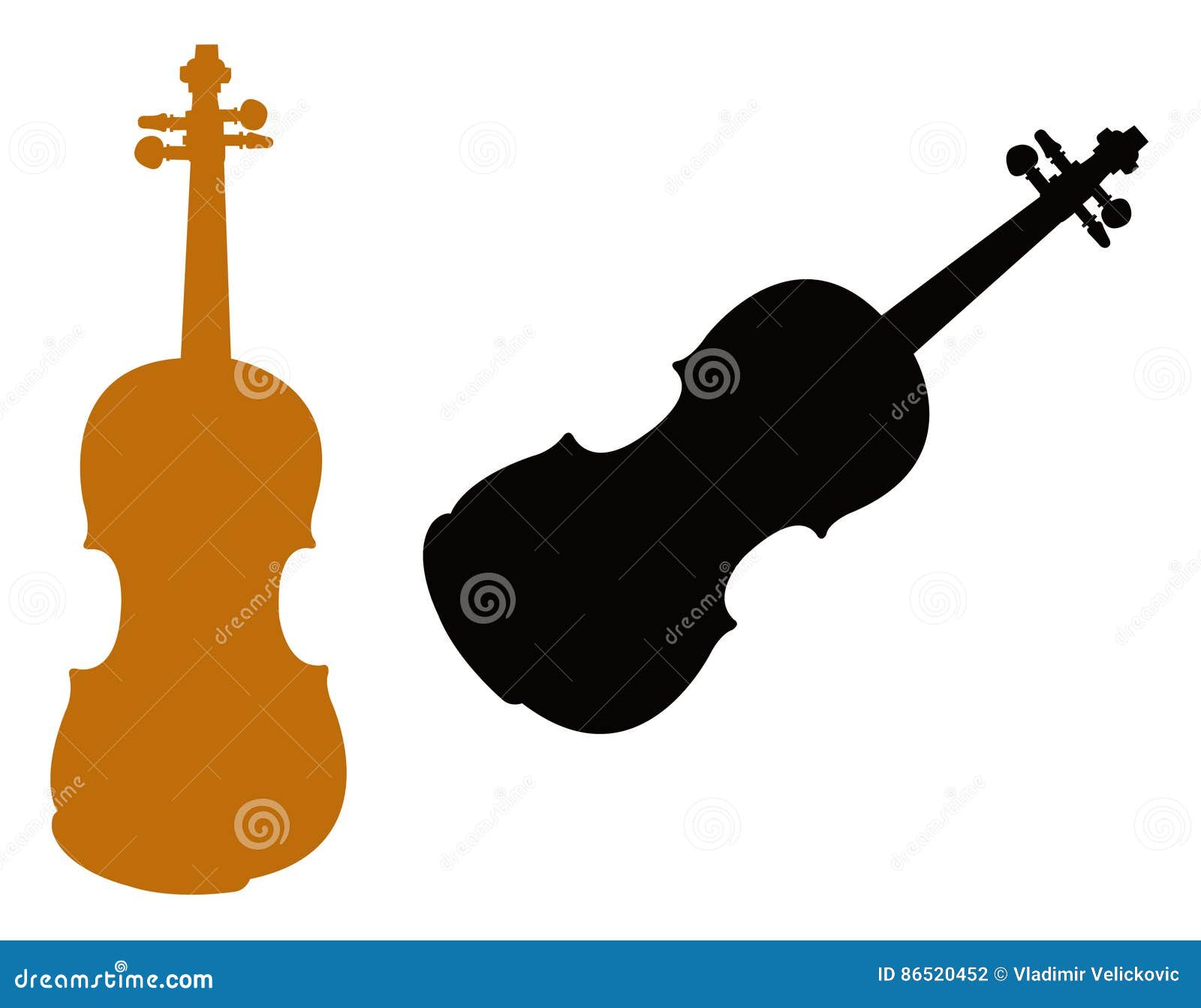 Violin silhouette stock vector. Illustration of instrument - 86520452