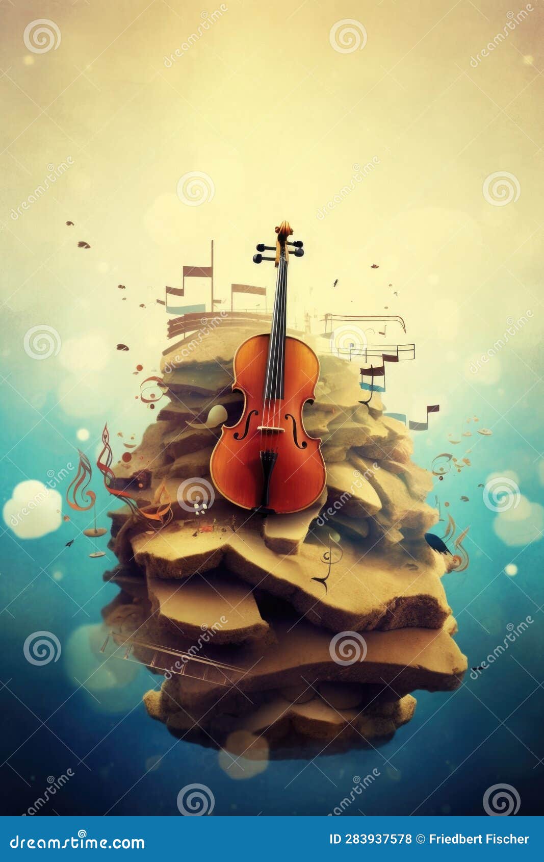 A Violin Sitting on Top of a Pile of Music Notes. Generative AI Image ...