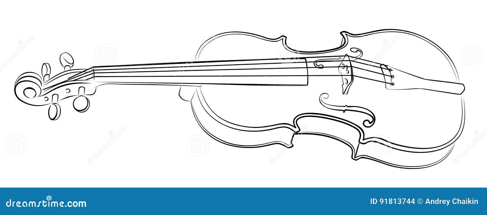 Violin Sketch. stock vector. Illustration of strings - 91813744