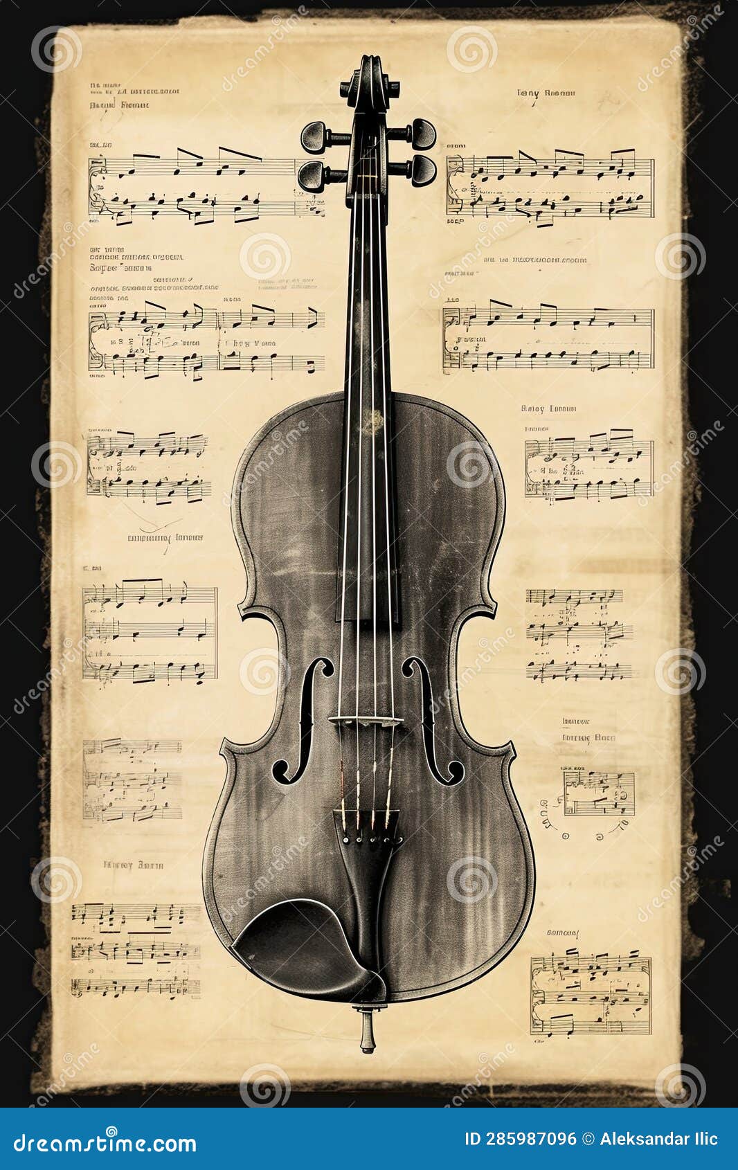 Violin Sketch Drawing. Poster Design. Generative Ai Royalty-Free ...
