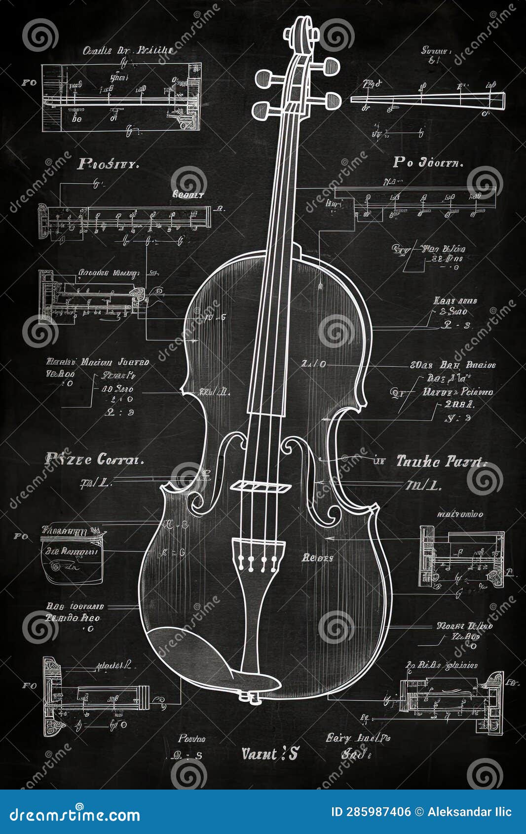 Violin Sketch Drawing. Poster Design. Generative Ai Stock Illustration ...