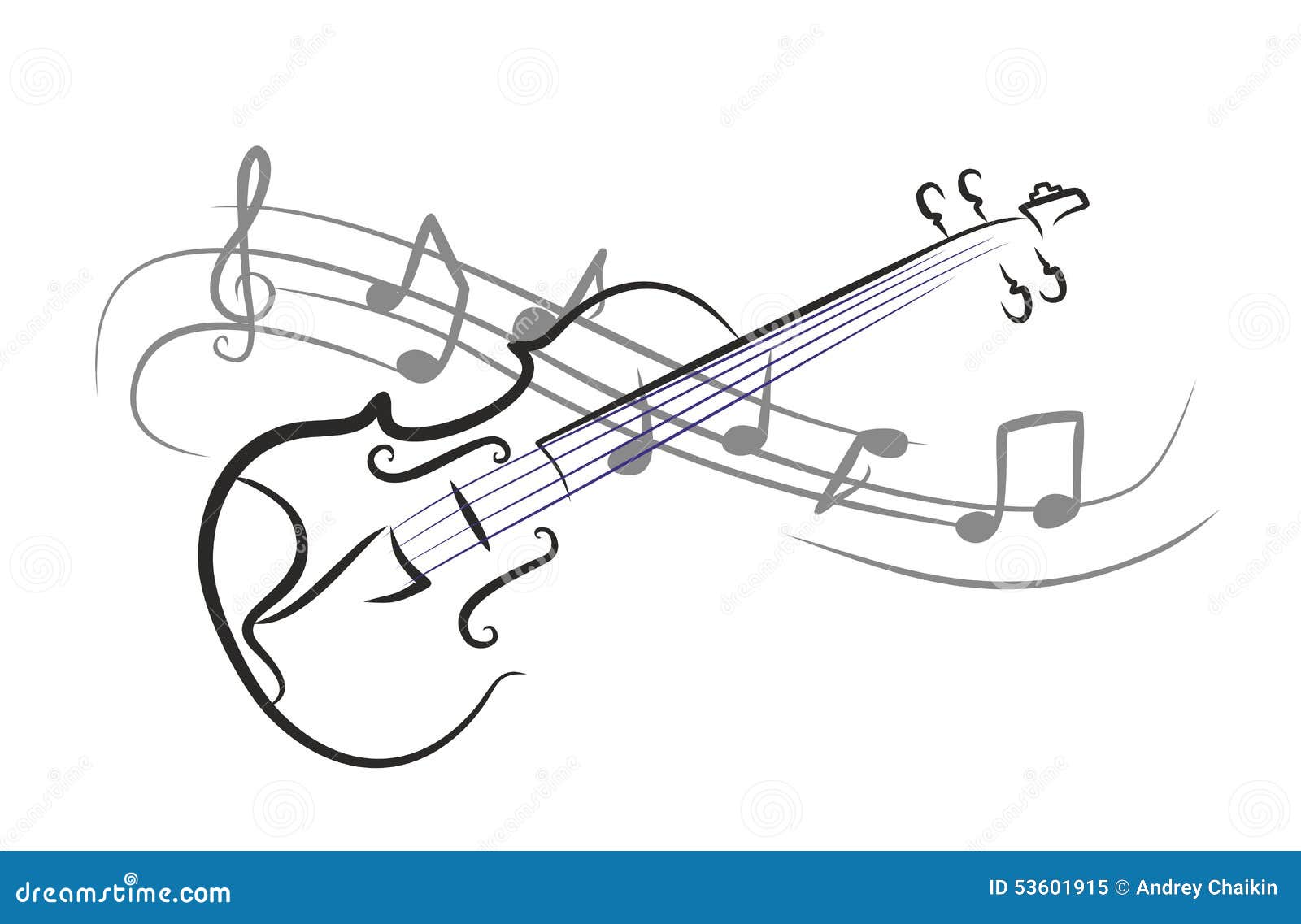 Violin. stock vector. Illustration of sketch, instrument - 53601915