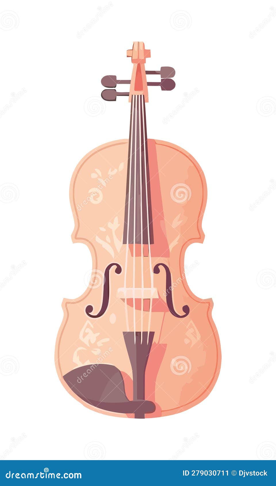 Violin String Instrument on White Backdrop Stock Vector - Illustration ...