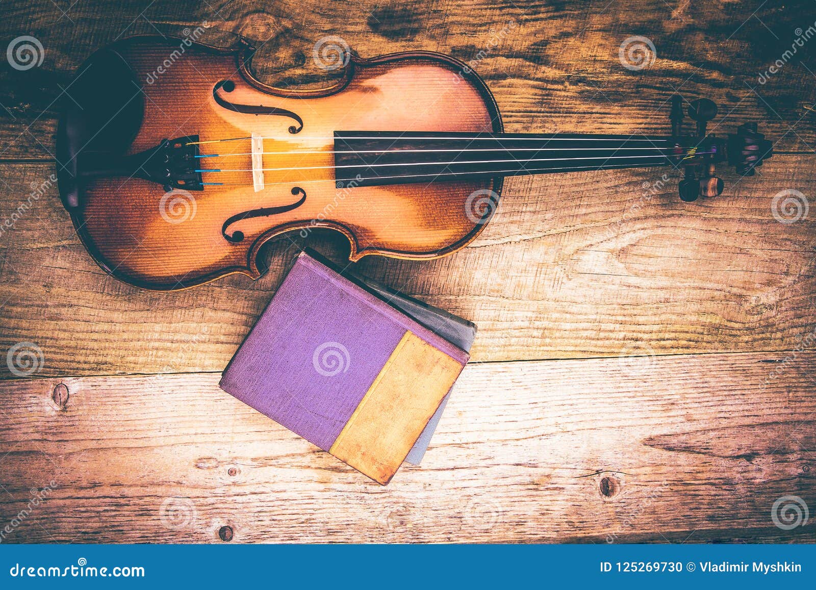 Violin on a Table of Rough Boards Stock Photo - Image of sound, sheet ...