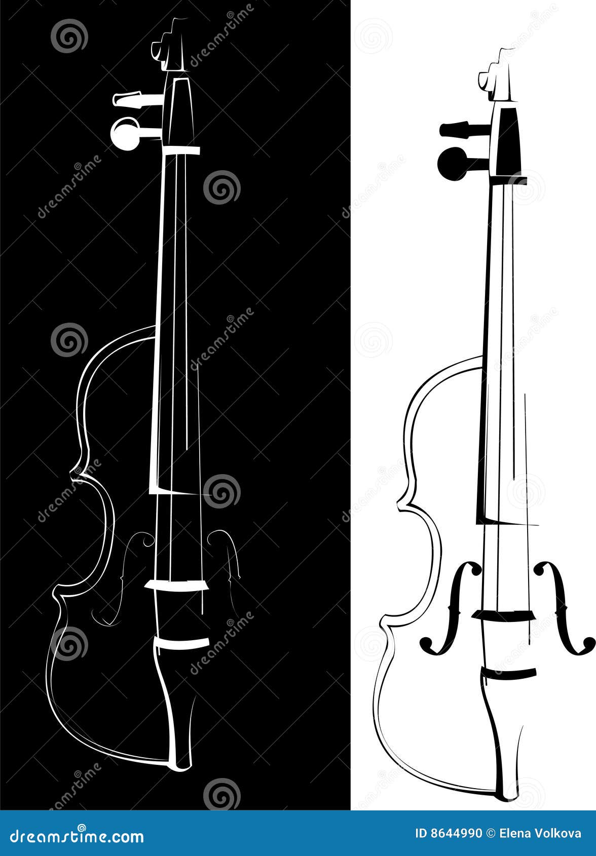 Violin on White and on a Black Background Stock Vector - Illustration ...