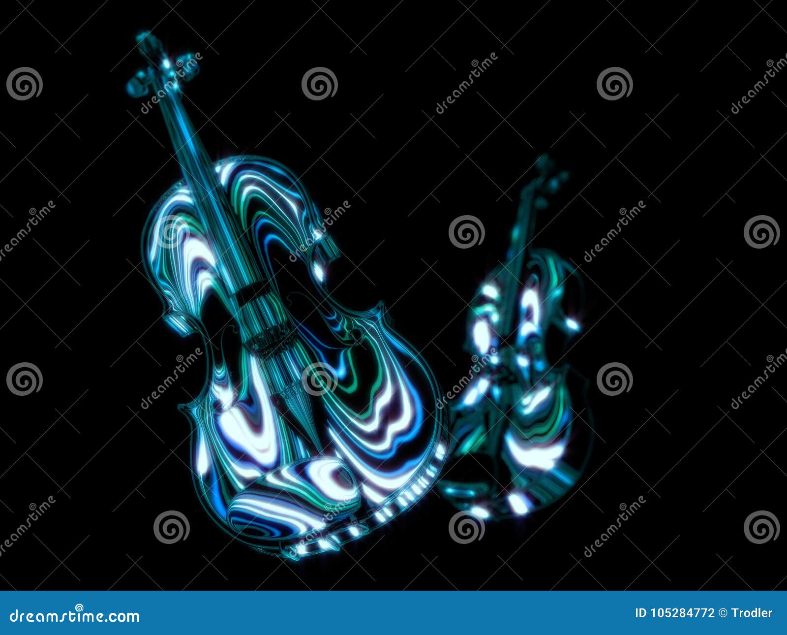 Violine Neon Glow Concept. 3d Render Stock Illustration - Illustration ...