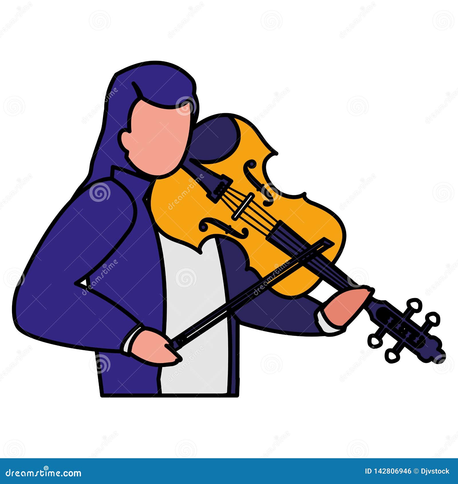 Violinist Playing Fiddler Character Stock Vector - Illustration of male ...