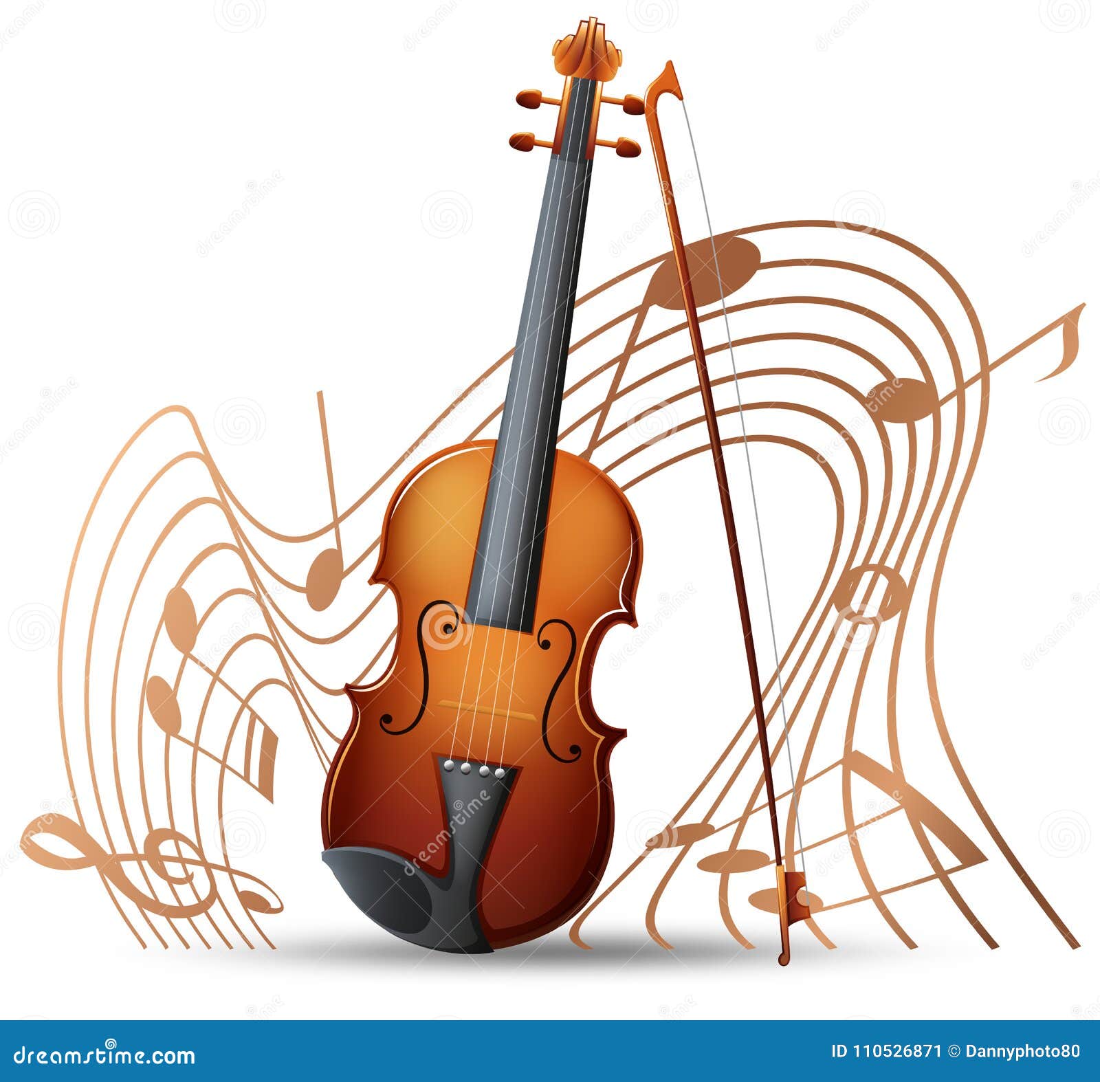 Violon Avec Des Notes De Musique à L'arrière-plan Illustration Stock ...