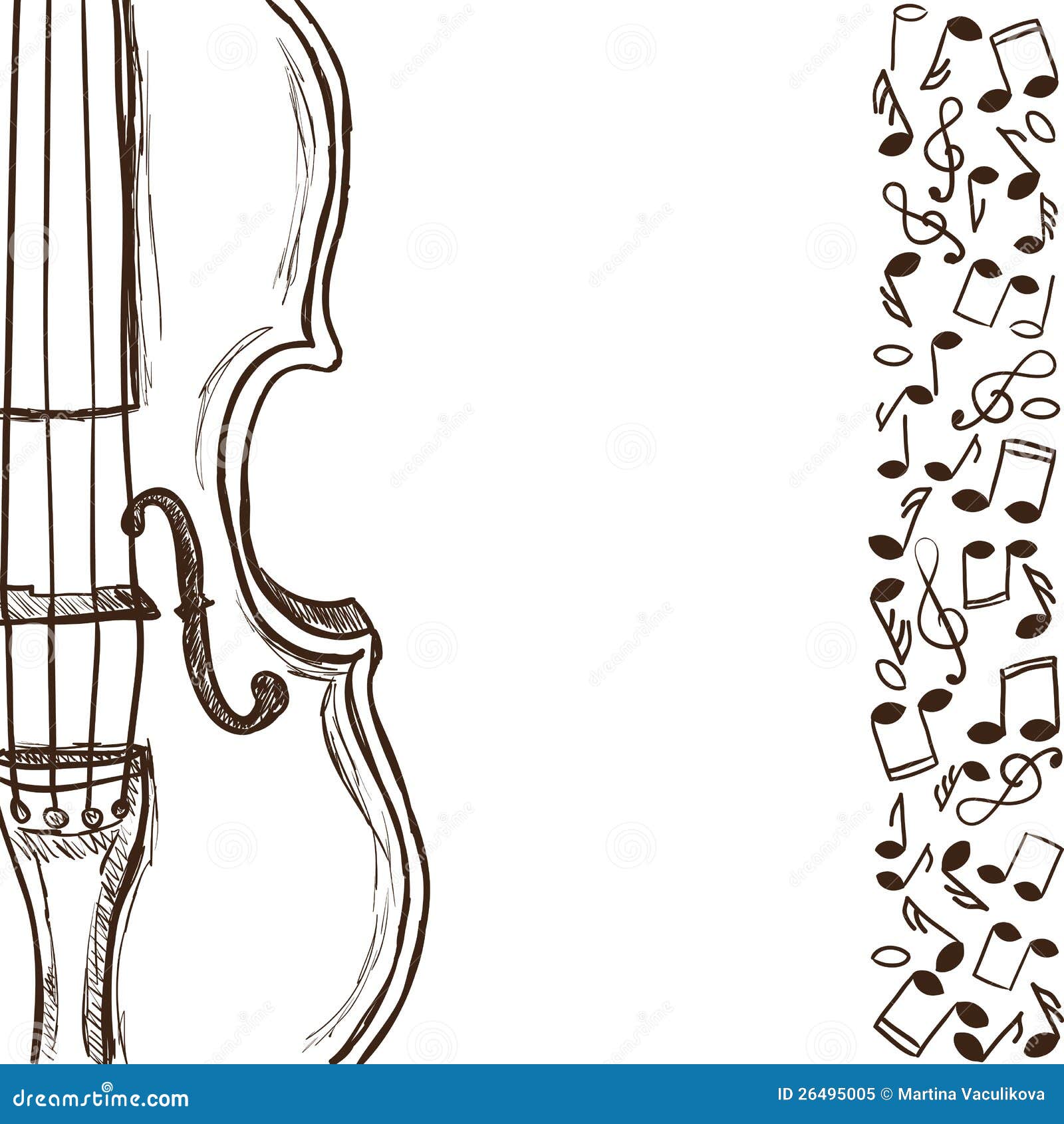 Violon Ou Basse Et Notes De Musique Illustration de Vecteur ...