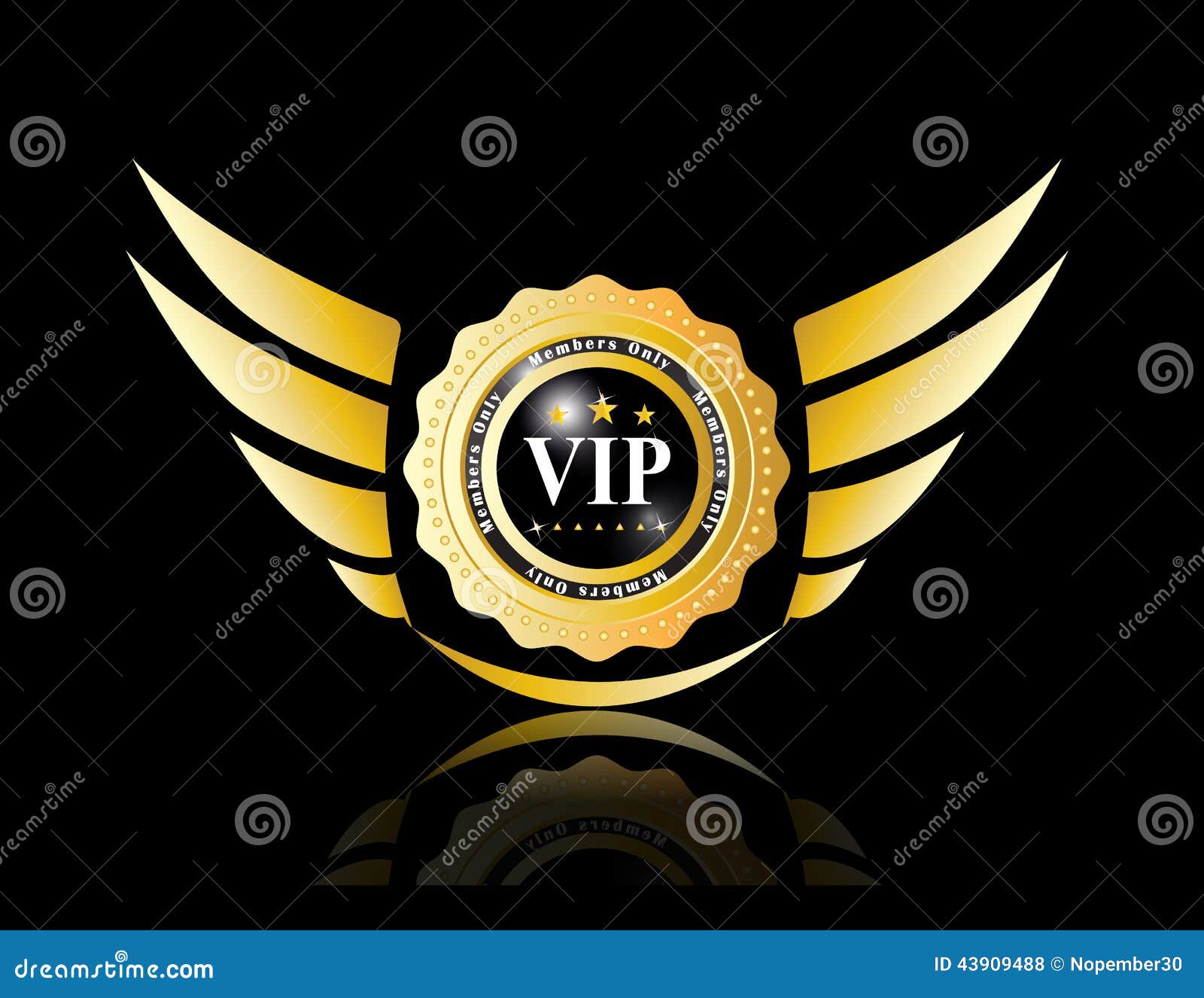Vip badges with wing stock vector. Illustration of icon - 43909488