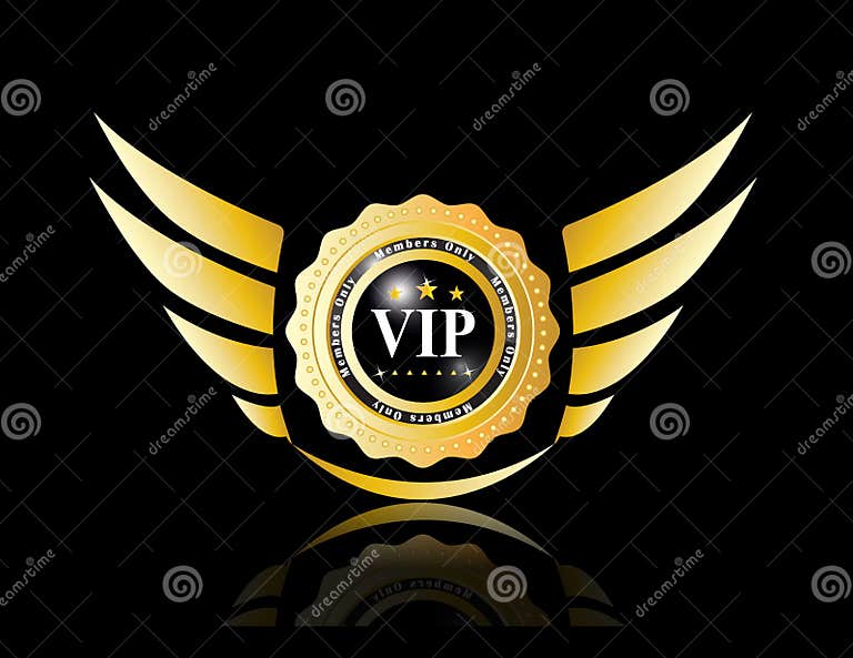 Vip badges with wing stock vector. Illustration of icon - 43909488