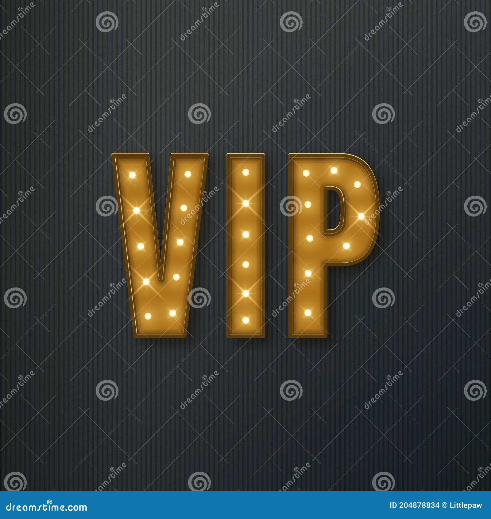 Vip Banner, Retro Styled Text with Shiny Lights, Vector Illustration ...