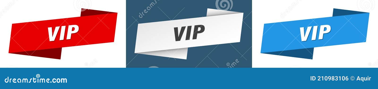 Vip Banner. Vip Ribbon Label Sign Set Stock Vector - Illustration of ...