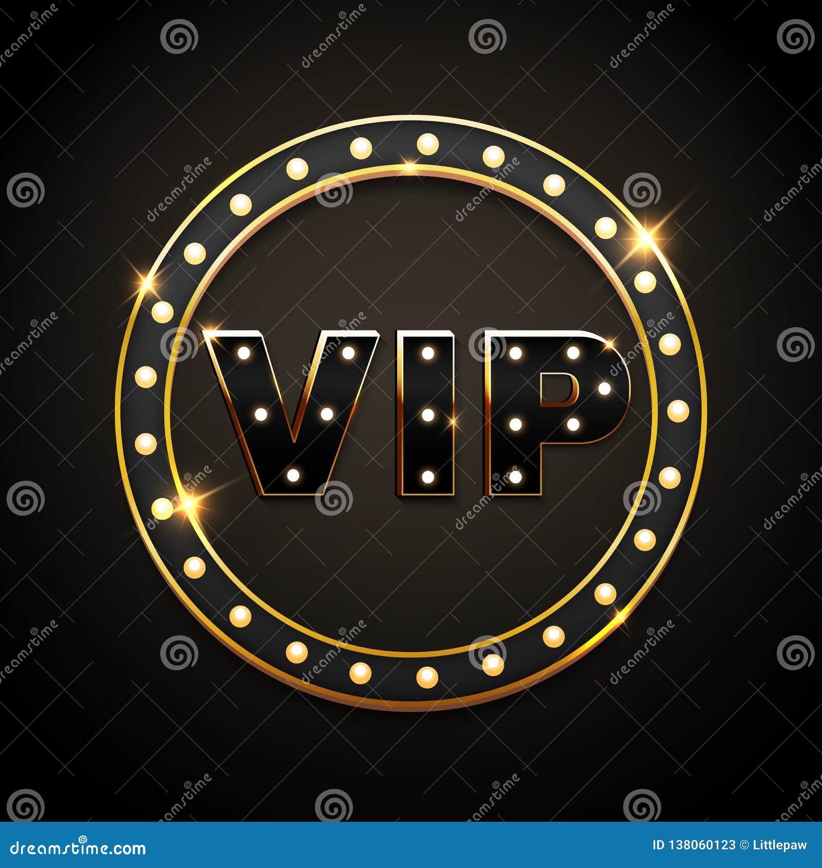 Vip Banner, Text in Retro Shiny Signboard Frame, Vector Illustration ...