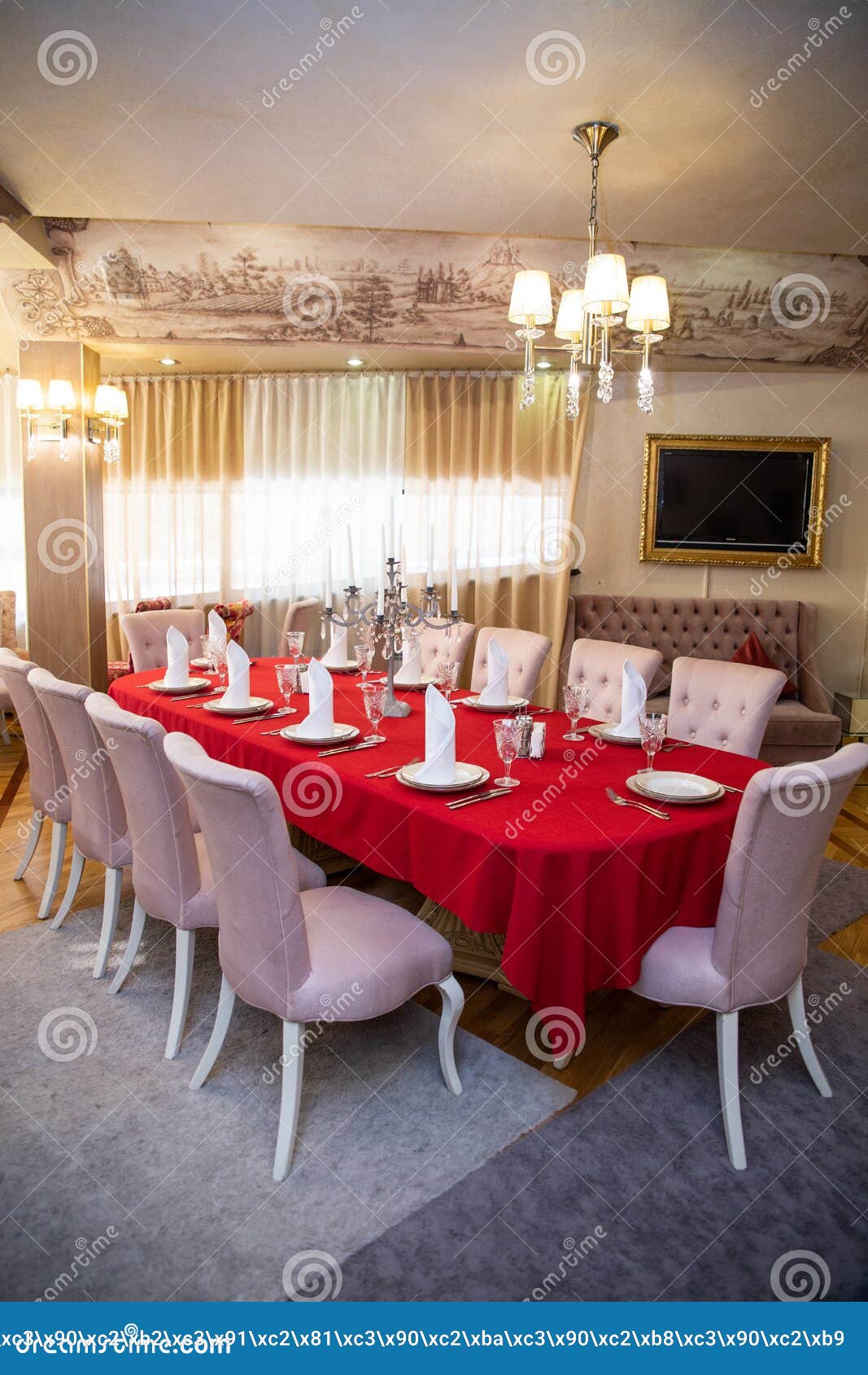 VIP Booth in the Restaurant with a Covered Table for the Company Stock ...