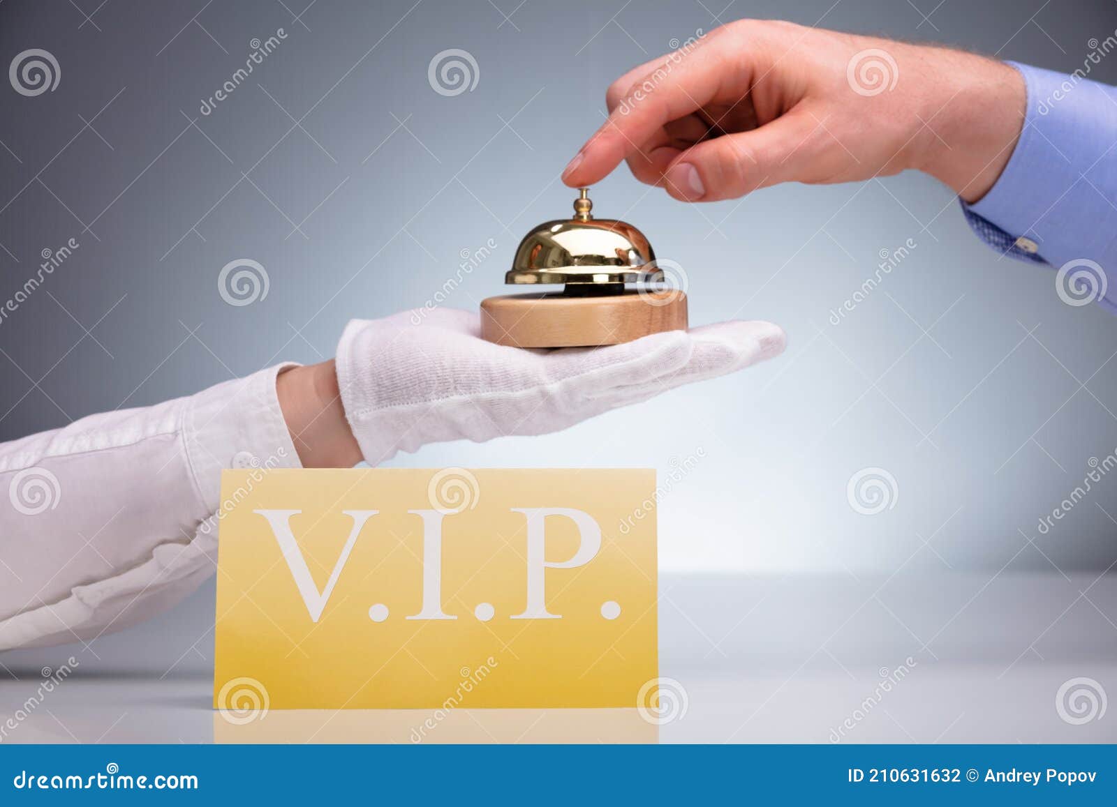 VIP Card in Front of Person Ringing Service Bell Stock Photo - Image of ...