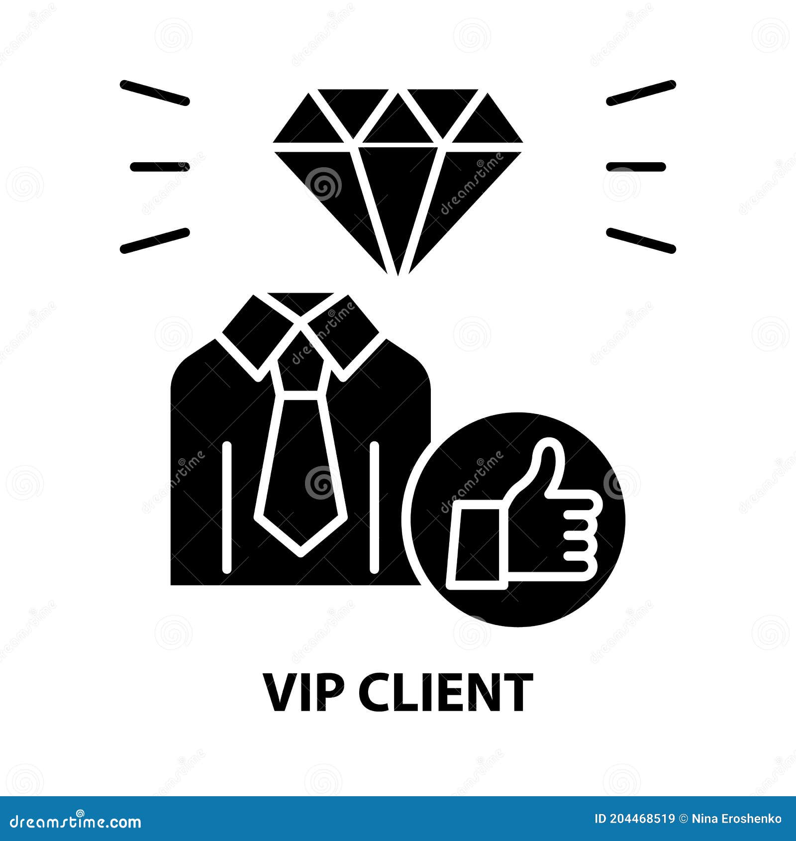 Vip Client Icon, Black Vector Sign with Editable Strokes, Concept ...