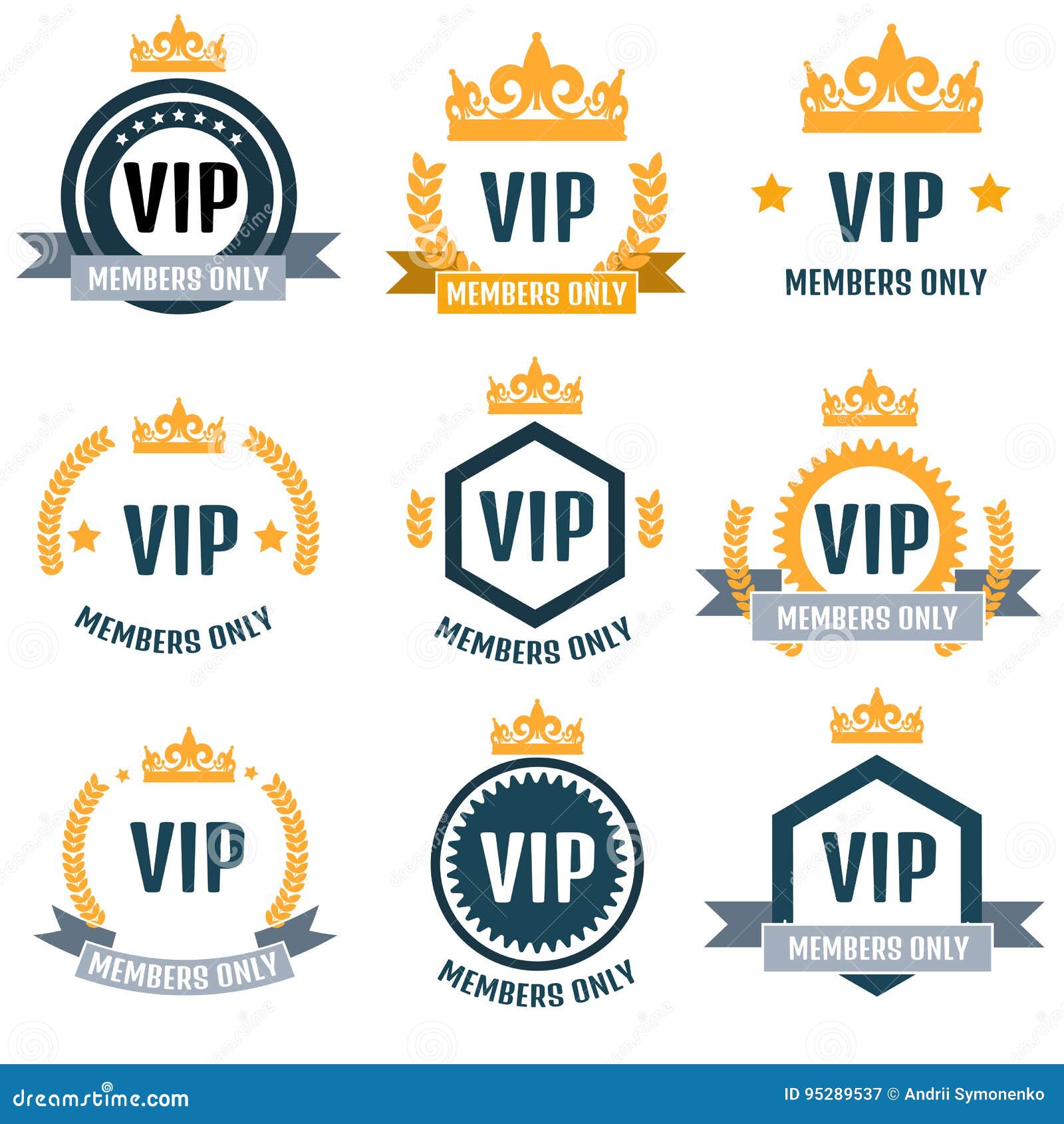 VIP Club Members only Logo Set. Vector Illustration Stock Vector ...