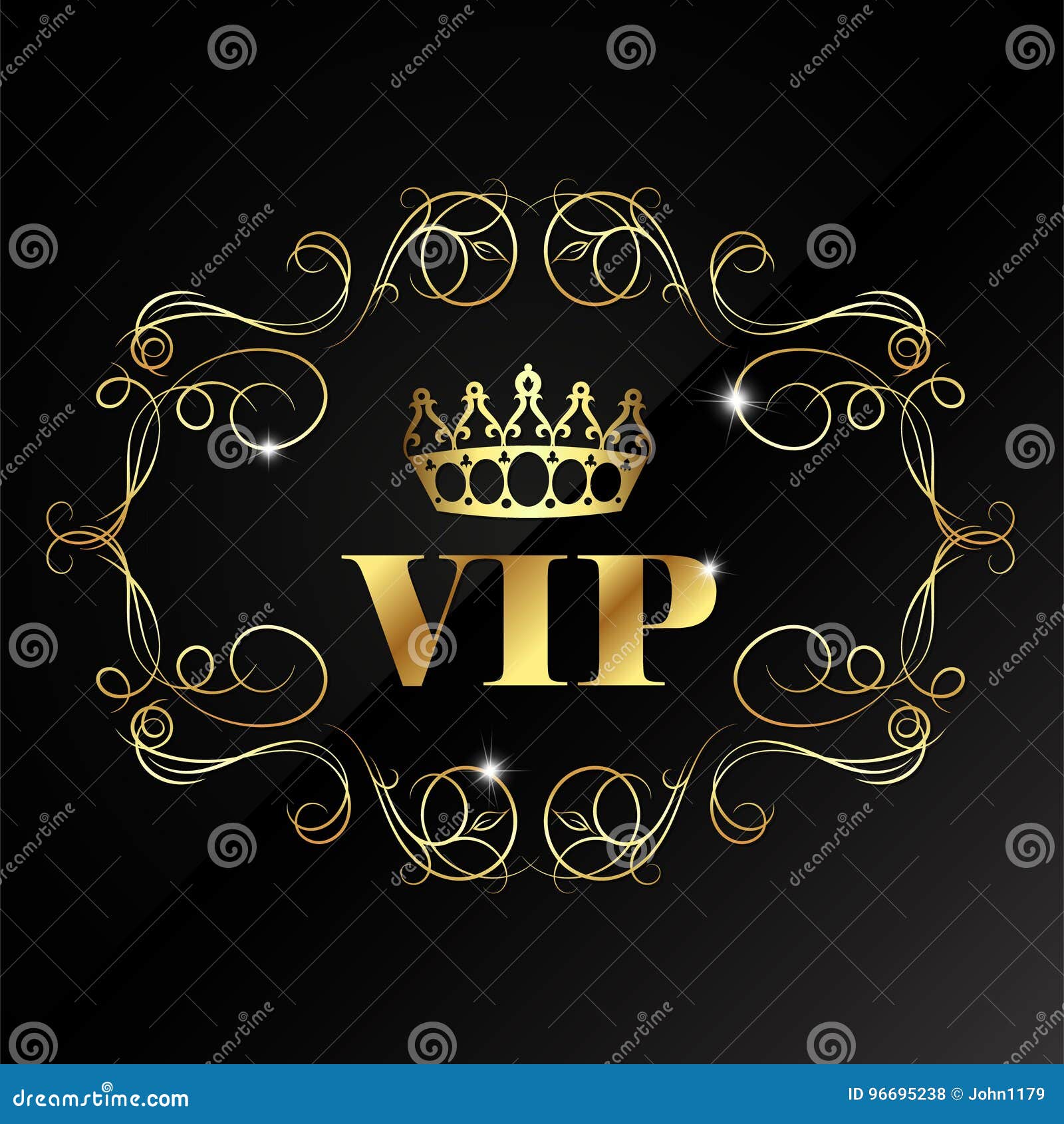 Vip with crown and pattern stock vector. Illustration of decorative ...