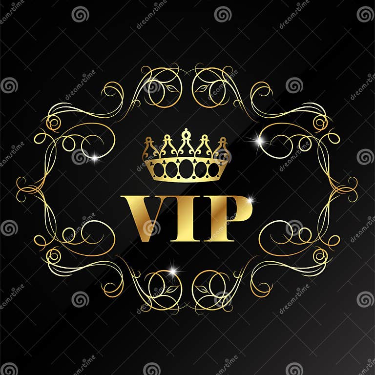 Vip with crown and pattern stock vector. Illustration of decorative ...