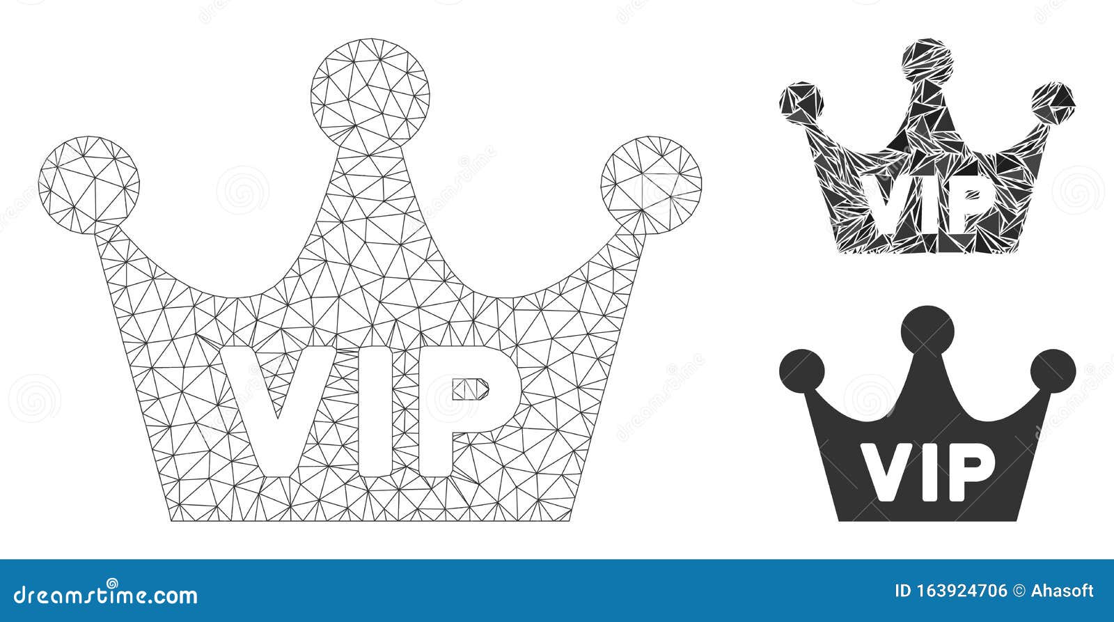 VIP Crown Vector Mesh 2D Model and Triangle Mosaic Icon Stock ...