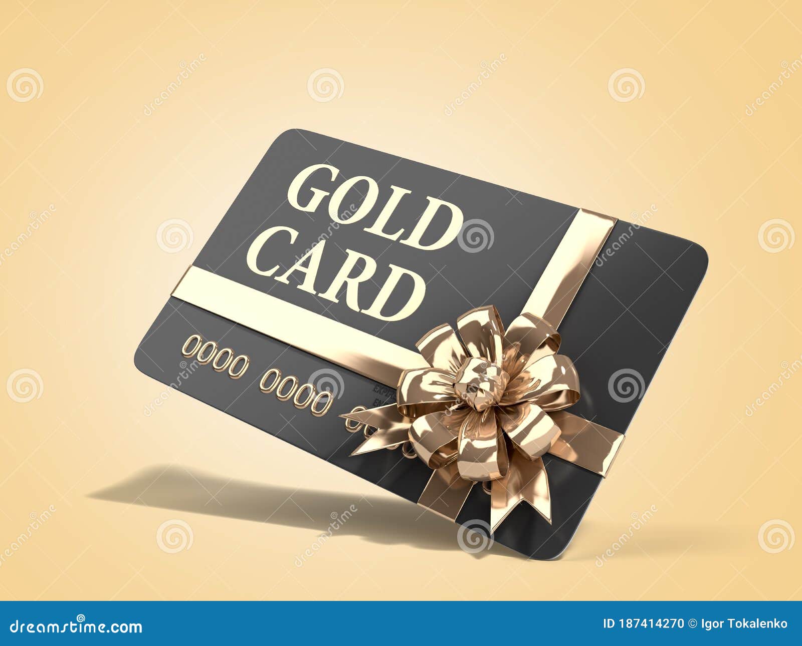 VIP Gold Card with Gold Bow 3d Render on a Color Background Stock ...
