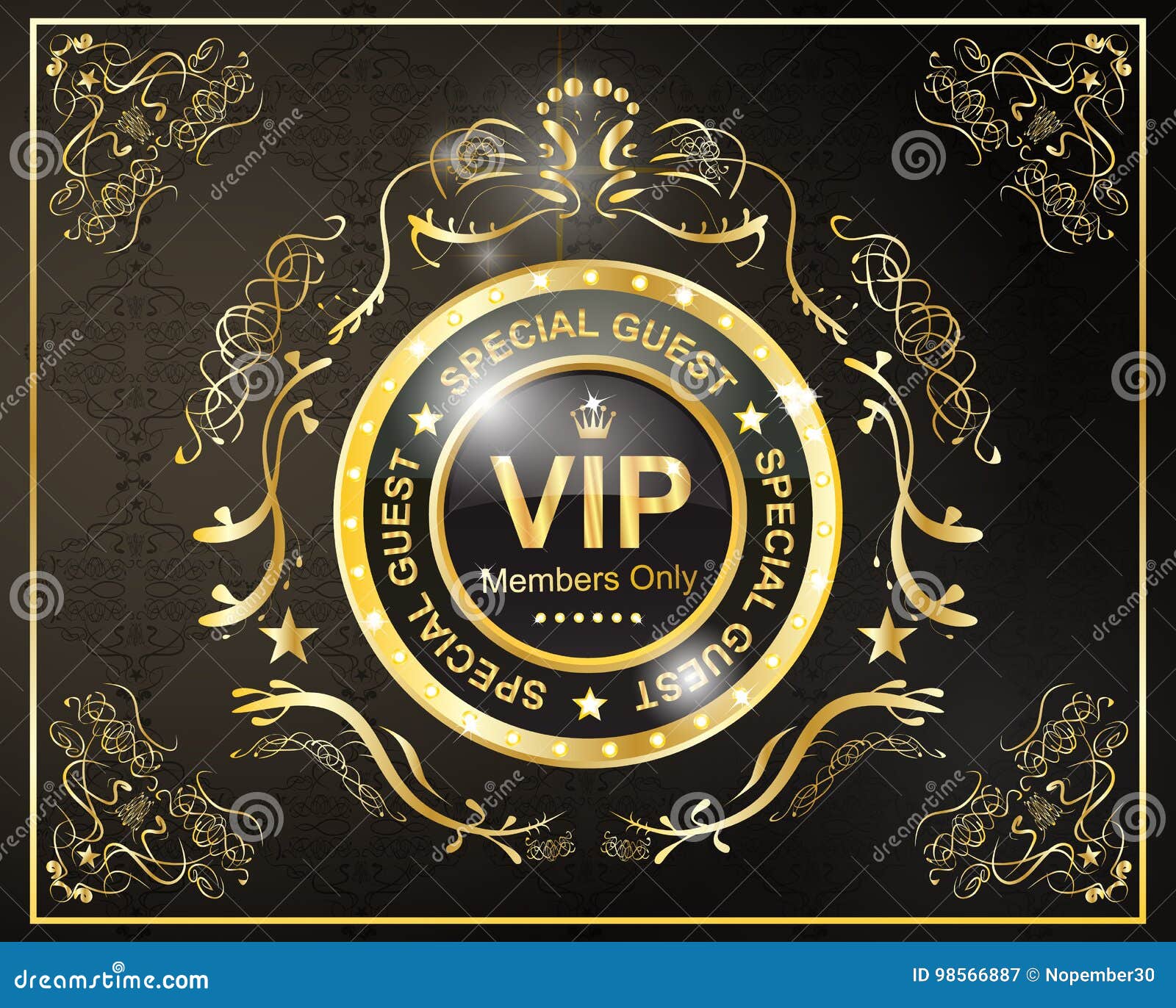 Vip golden frame stock vector. Illustration of invitation - 98566887