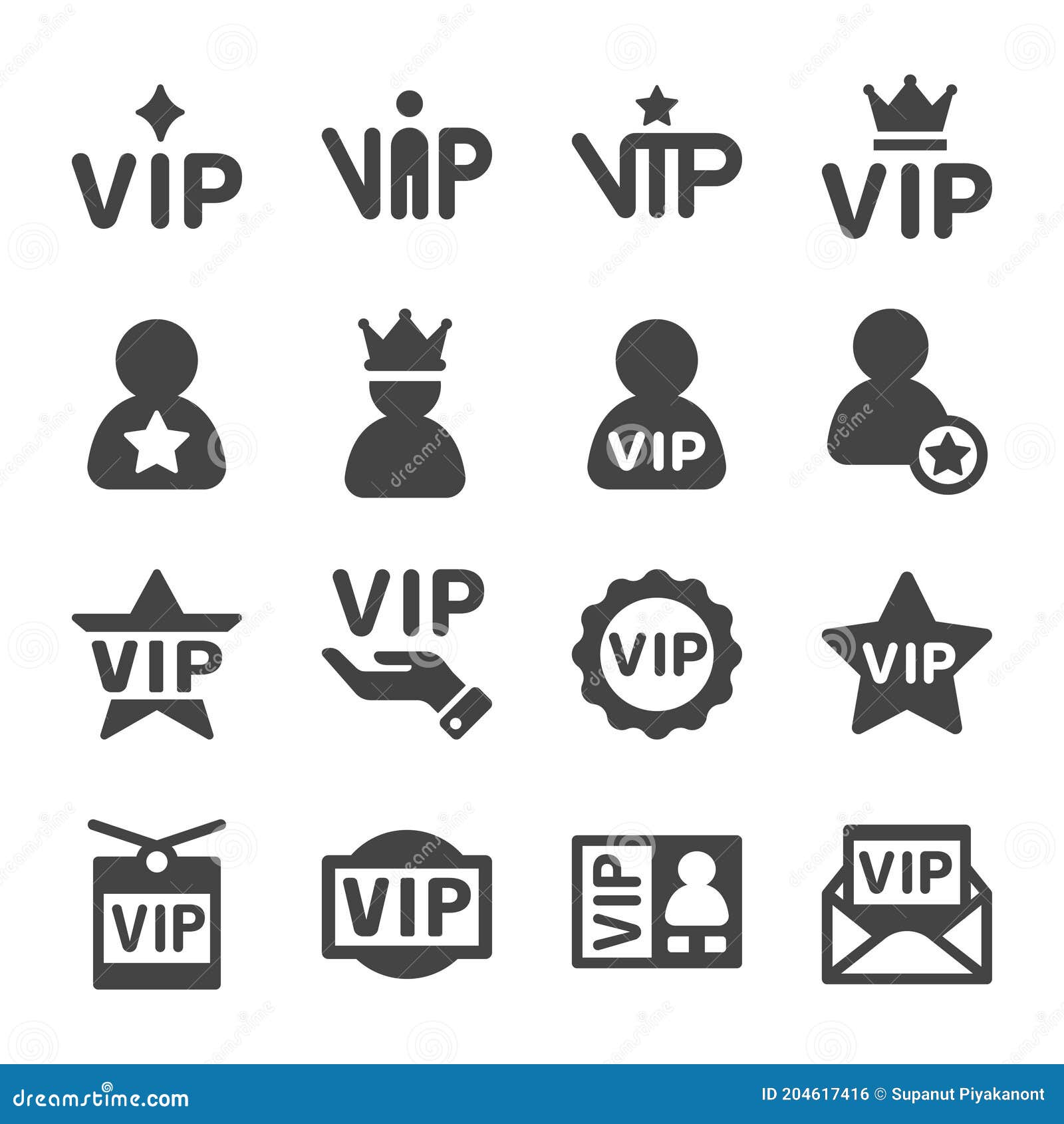 Vip icon set stock vector. Illustration of golden, icon - 204617416