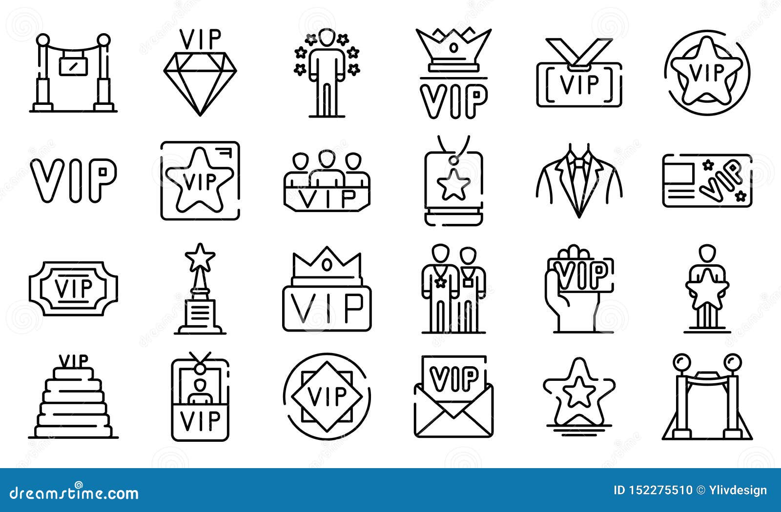 Vip Icons Set, Outline Style Stock Vector - Illustration of isolated ...
