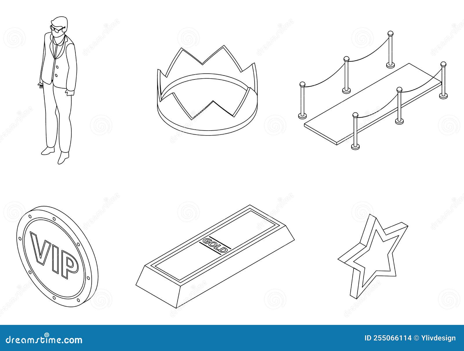 Vip Icons Set Vector Outline Stock Vector - Illustration of star ...