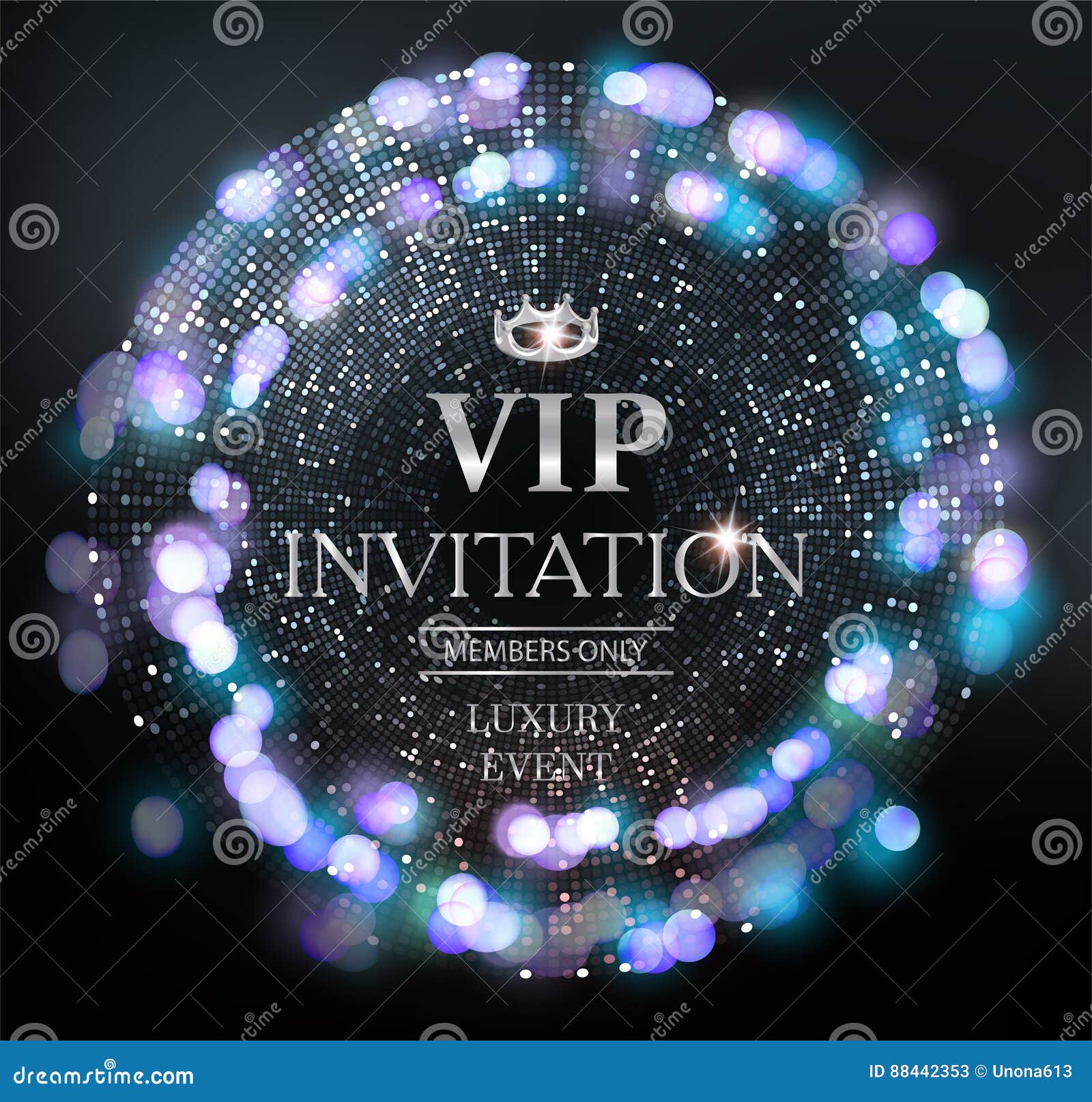 VIP Invitation Card with Silver Sparkling Background and Defocused ...