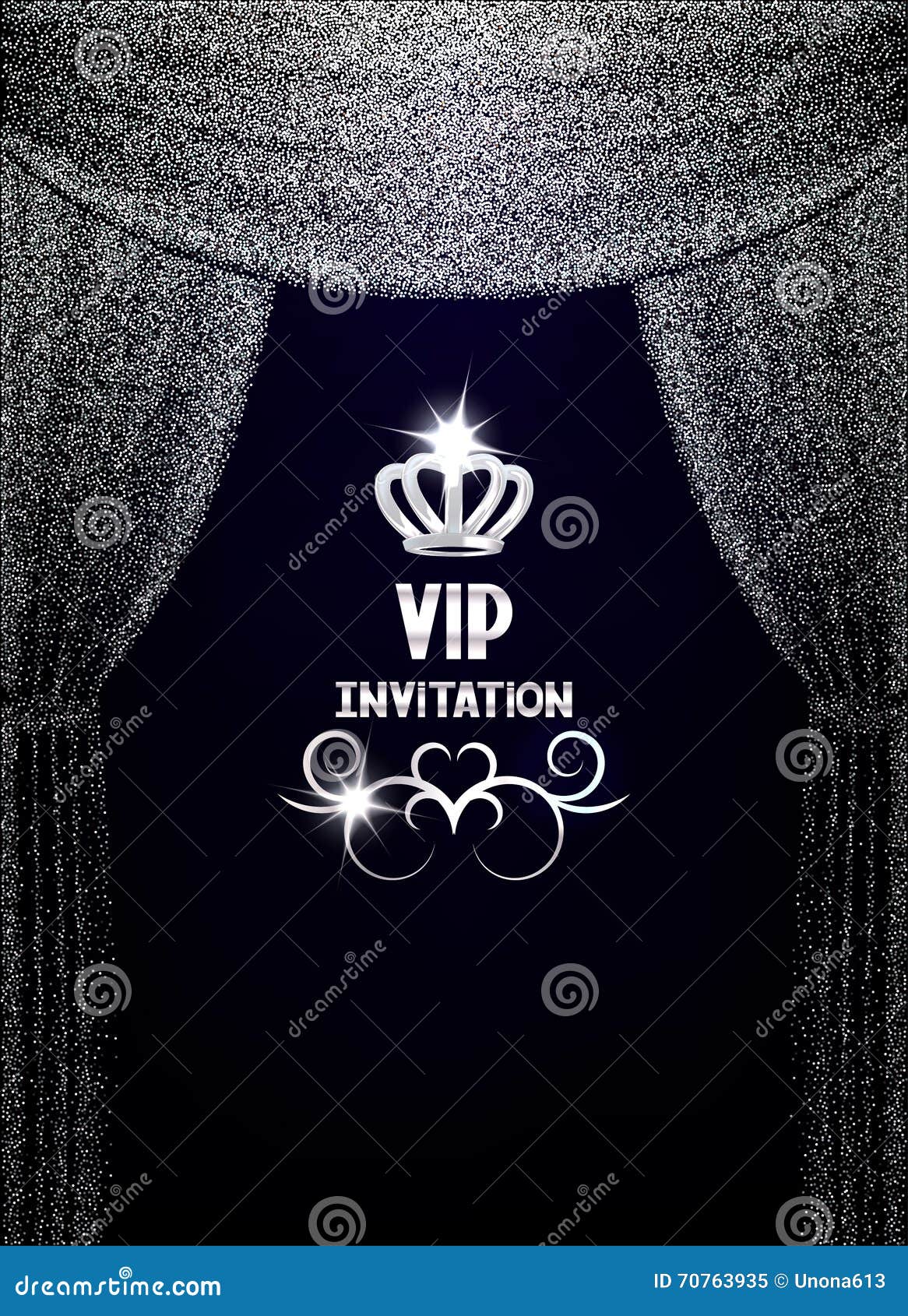 VIP Invitation Card with Textured Silver Curtains Stock Vector ...