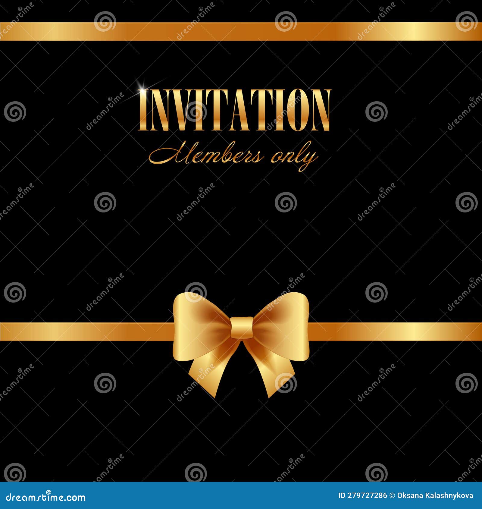 VIP Invitation with a Golden Bow and Gold Elements Stock Vector ...