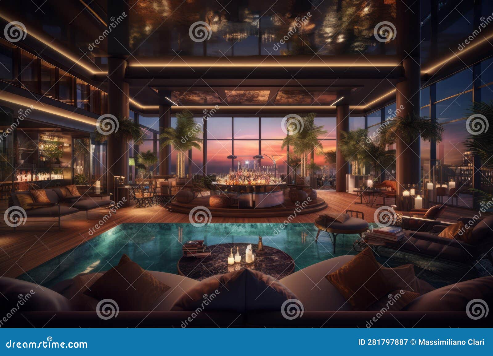 A VIP Lounge Area Set Up Near the Pool. Generative AI Stock ...