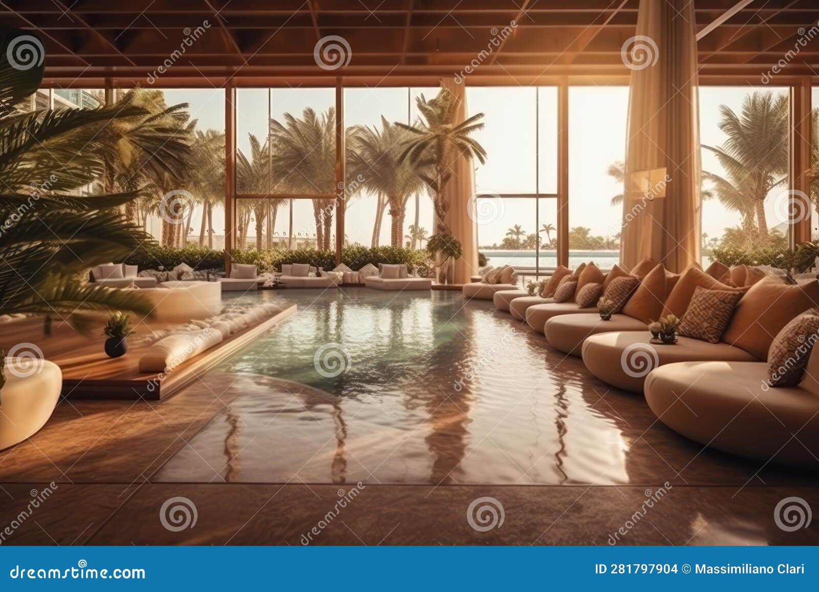 A VIP Lounge Area Set Up Near the Pool. Generative AI Stock ...