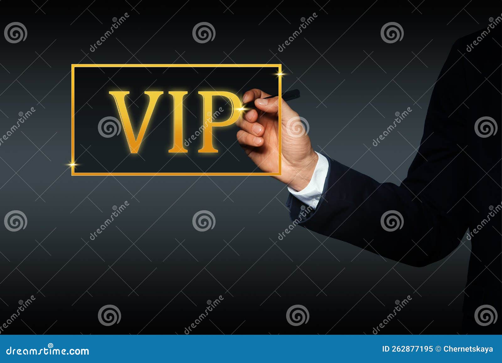 VIP Member. Closeup View of Man Pointing at Virtual Abbreviation on ...