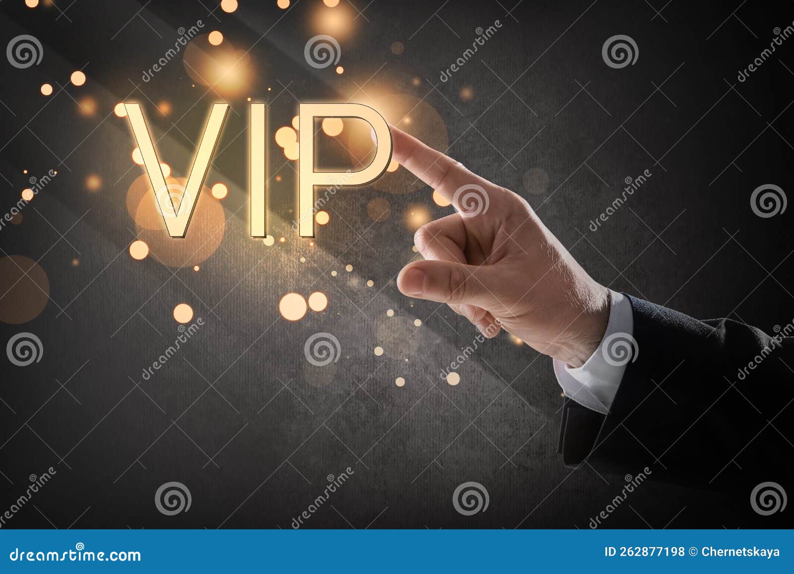 VIP Member. Closeup View of Man Pointing at Virtual Abbreviation on ...