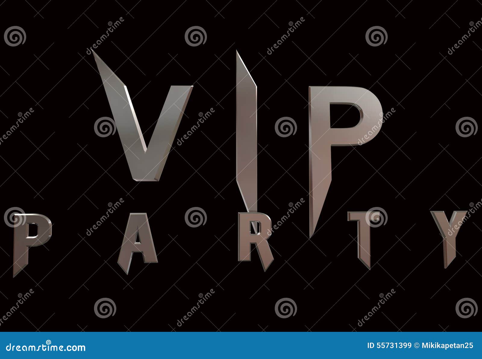 Vip Parti Logo Isolated on Black Background 3 D Raw Render Stock ...